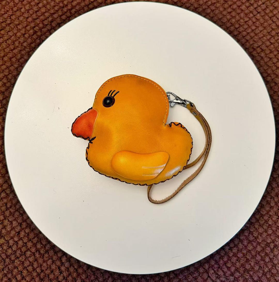 Handmade Vintage Genuine Leather 3D Animal Yellow Duck Coin Purse With ...