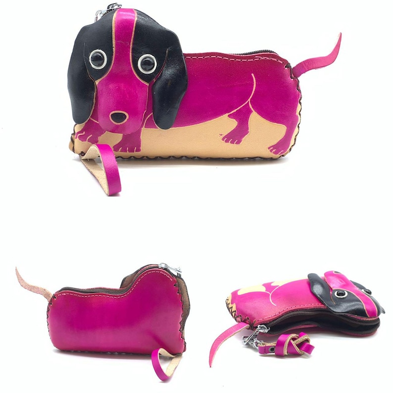 Handmade Vintage Genuine Leather 3D Dog Animal Dachshund Coin Purse ...