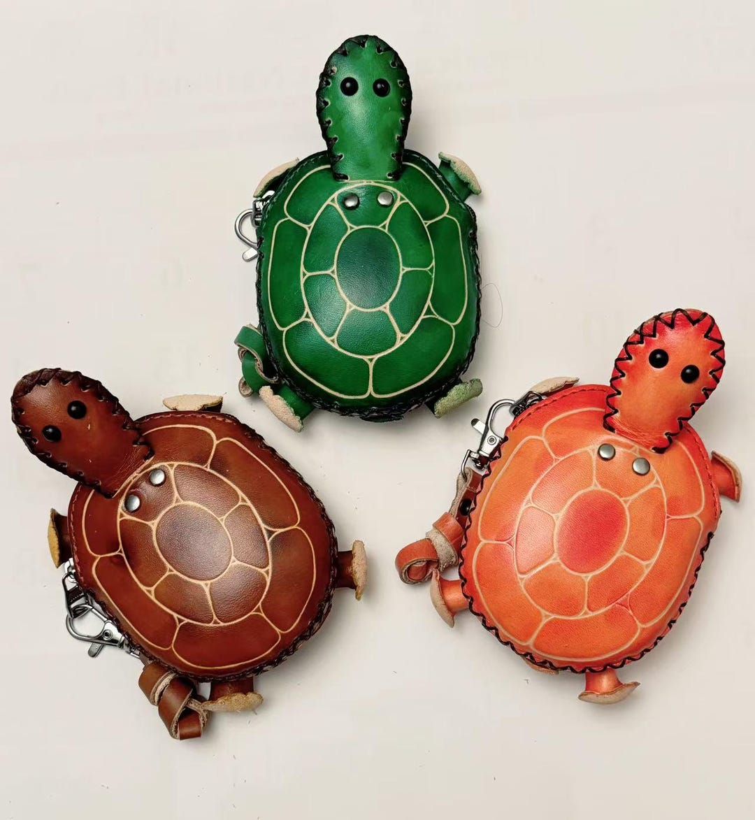 Handmade Vintage Genuine Leather 3D Turtle Animal Coin Purse With ...
