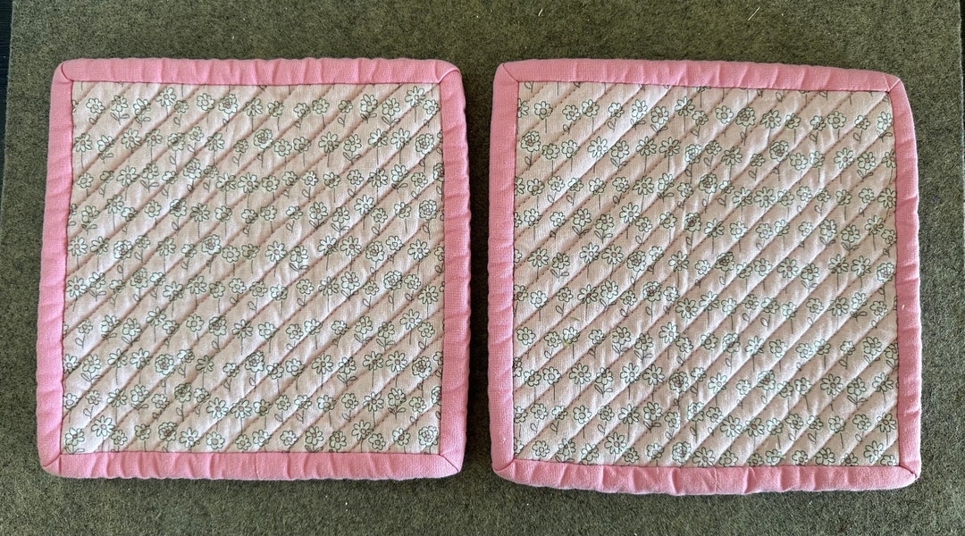 Pink Spring Flowers Chenille Potholder Sets of 2 - Etsy