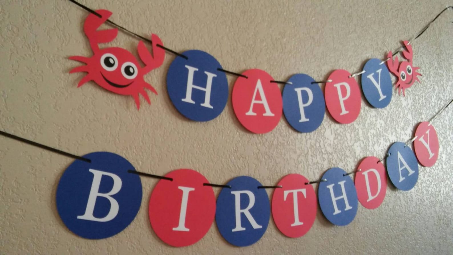 Crab Happy Birthday Banner. Free Shipping USA | Etsy