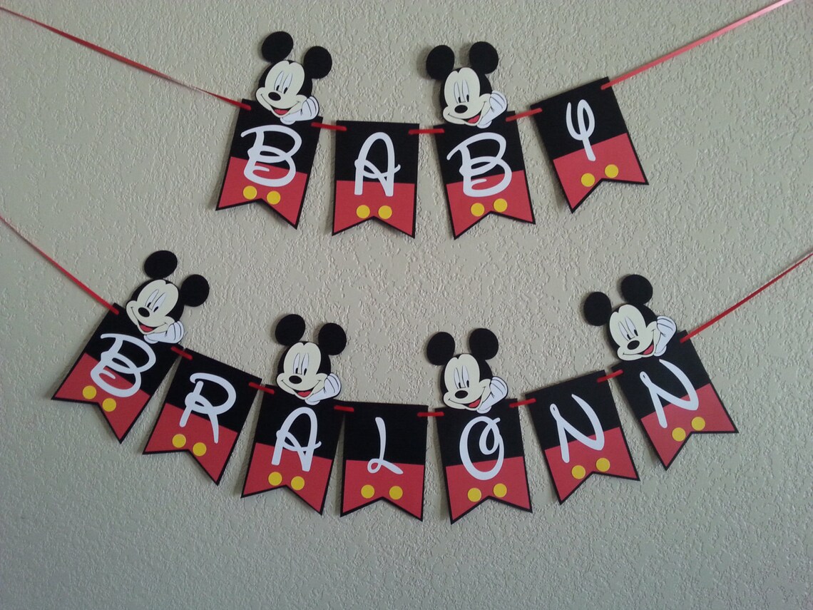Minnie Mouse or Mickey Mouse Happy Birthday Banner. Great for | Etsy