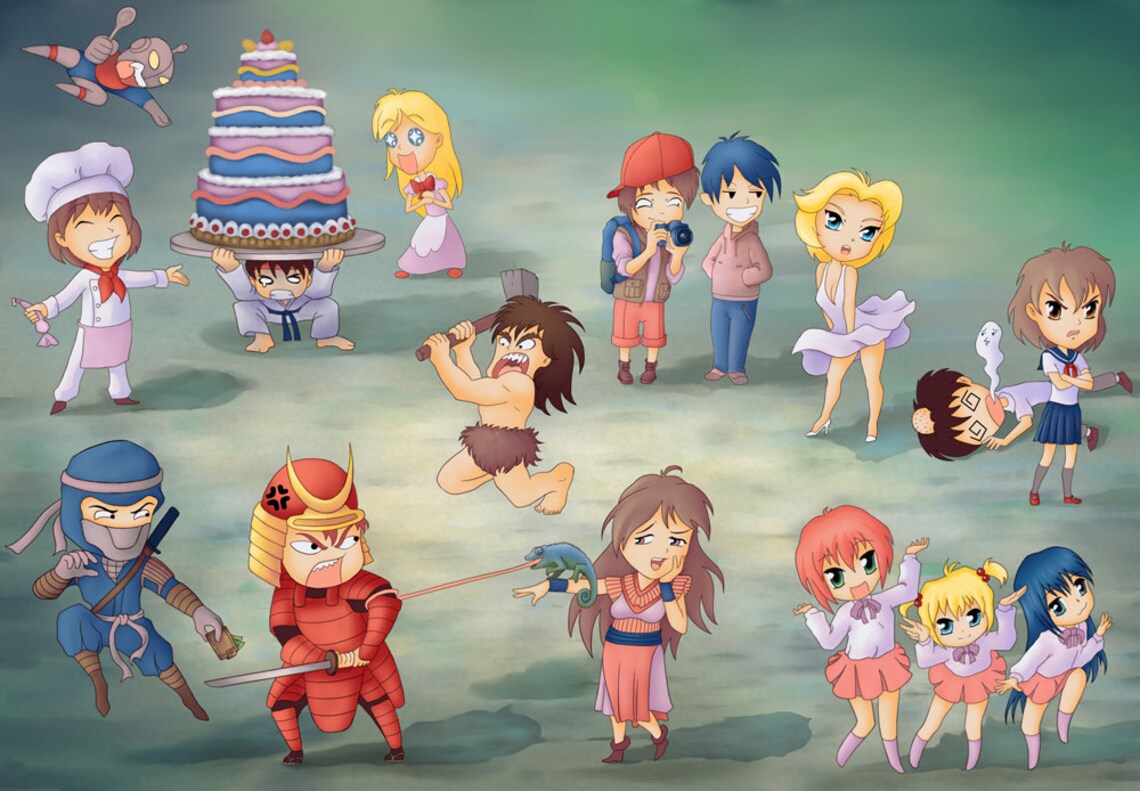 Custom MANGA-CHIBI ILLUSTRATION - Etsy