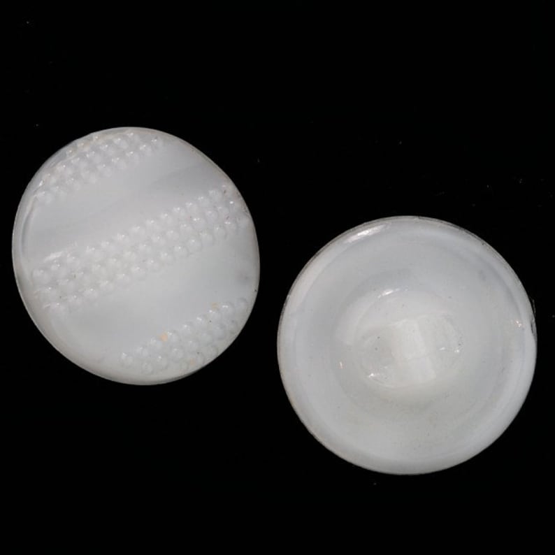 Vintage Czech Molded Pressed White Opal Glass Buttons, 18mm. Package of ...