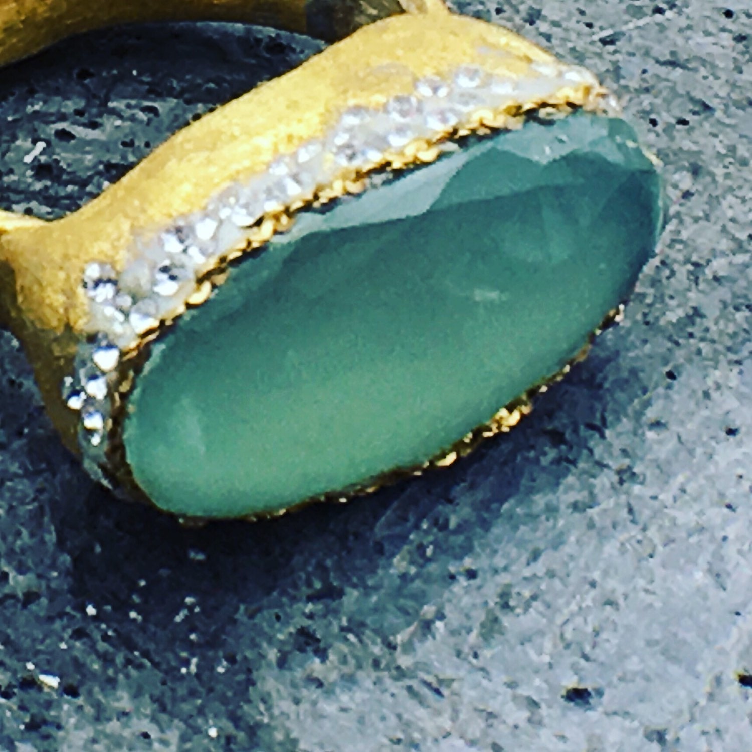 Chalcedony Ring, Blue Statement Ring, Ancient Style Ring, Gold Leaf ...