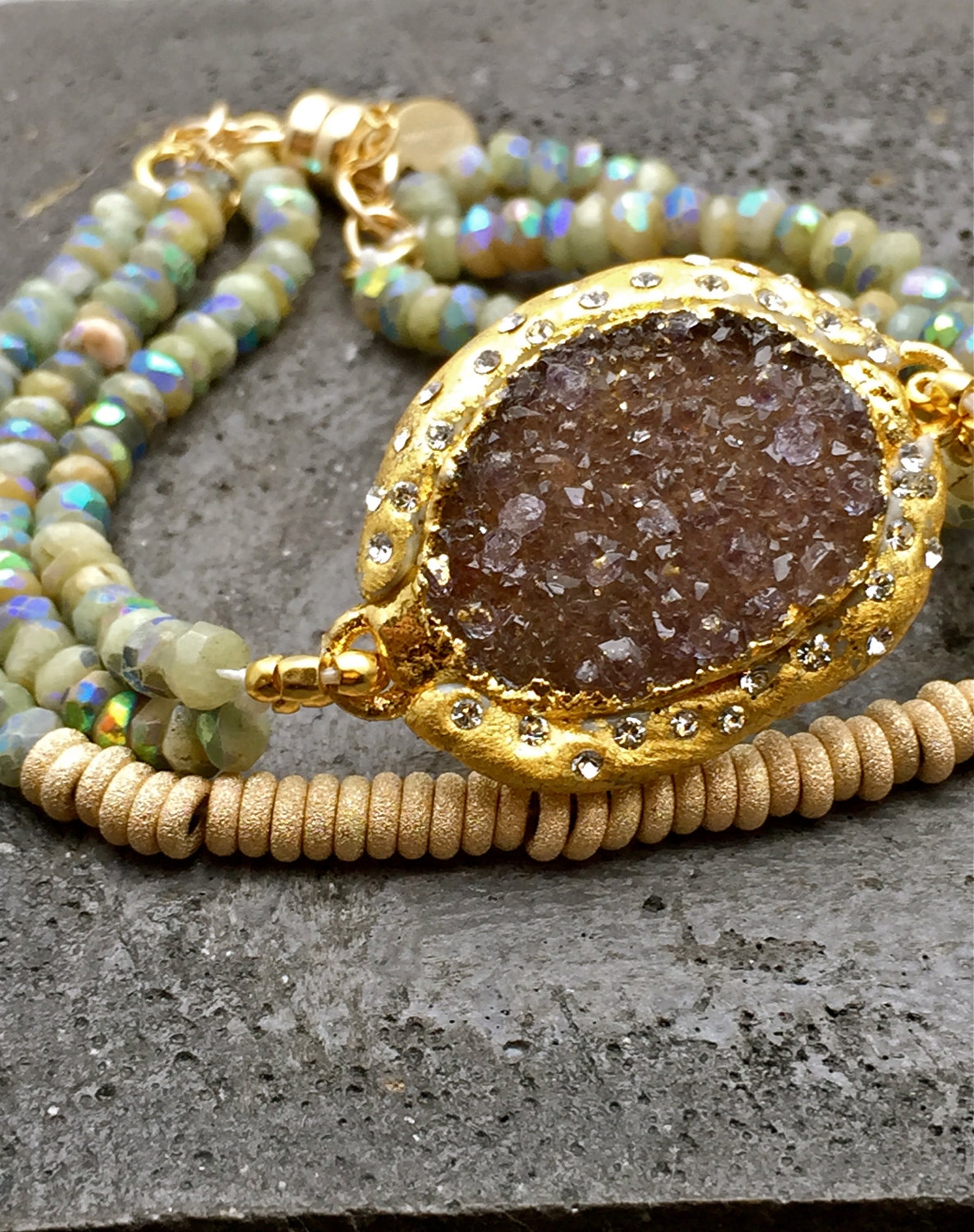 Aquamarine Druzy Bracelet,pave Druzy,boho Style Bracelet,rare ...