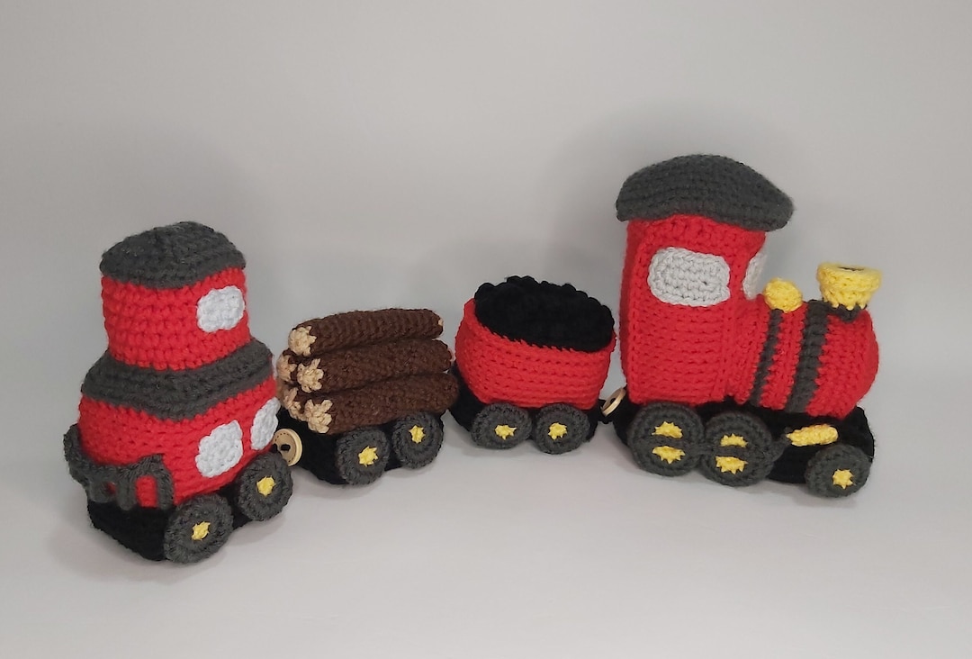 Red Toy Train - 4 Piece Train Set Stuffed Toy - Plus Train Caboose ...