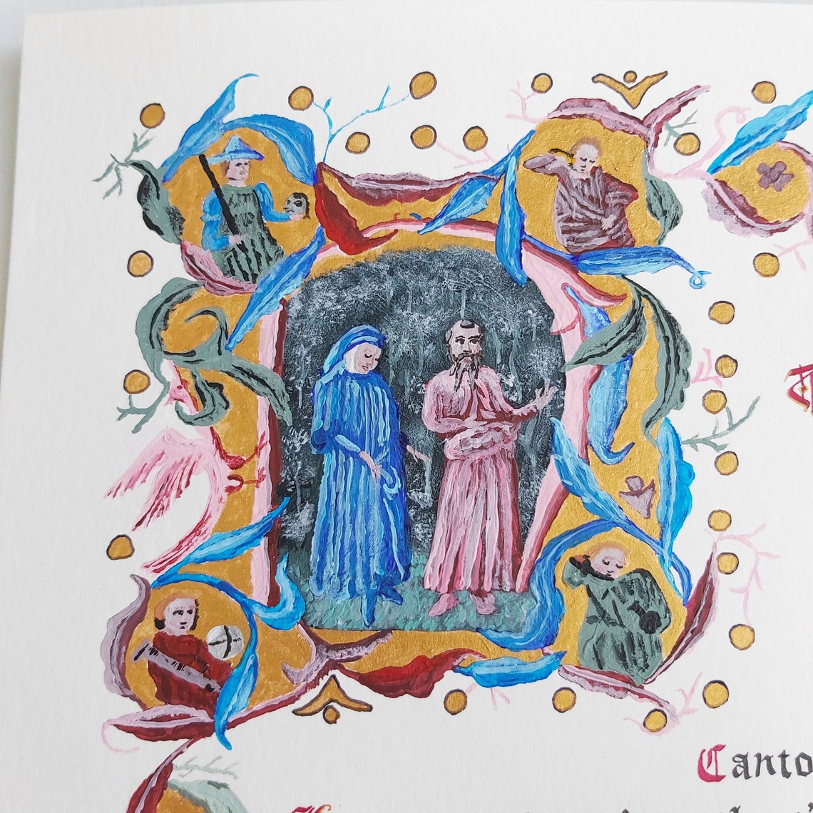 Medieval Dante Painted Poster the Divine Comedy Painting | Etsy