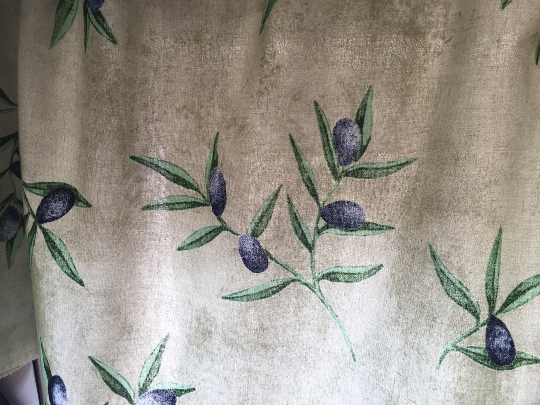 Vintage Kitchen Curtain With Olive Print; Cotton Valance H14"x W79" - Etsy