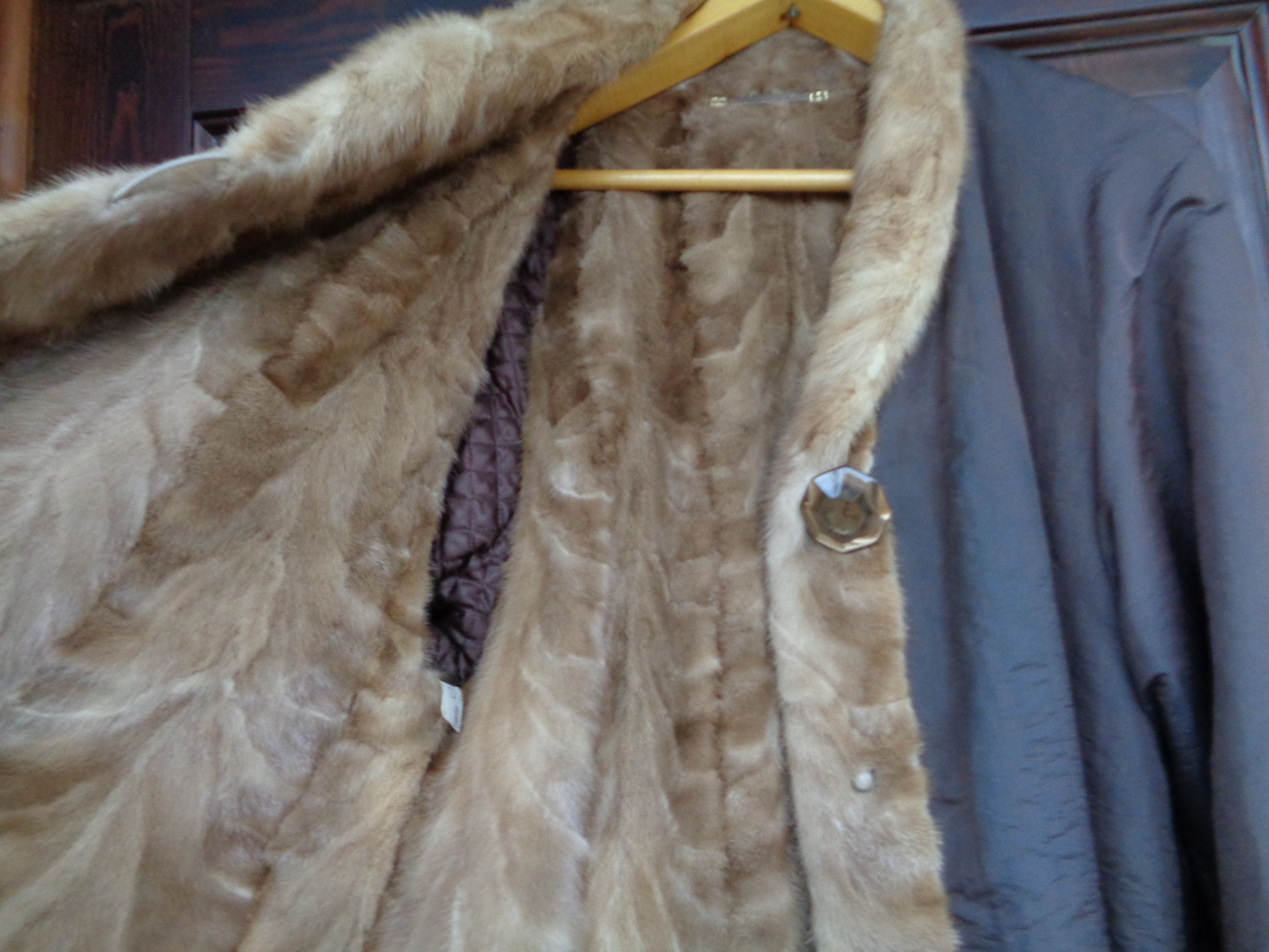 German Vintage Coat Brown Fabric & Real Fur Coat Size L/ XL - Etsy