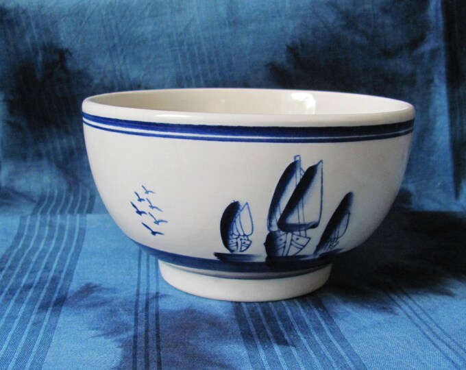 Dutch Vintage Pottery; Hand Painted Delft Blue Bowl With Mills and ...