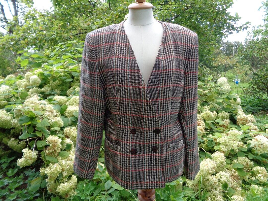 80s Vintage Jacket Made in West Germany; 80% New Wool Houndstooth Check ...