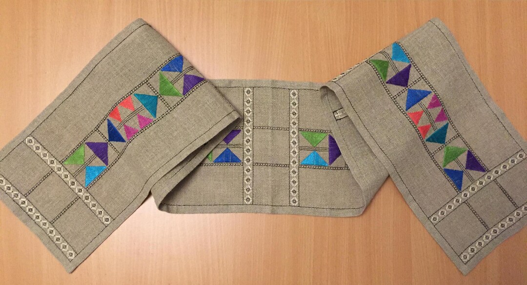Vintage Narrow Table Runner With Geometric Embroidery 7"x 51" - Etsy