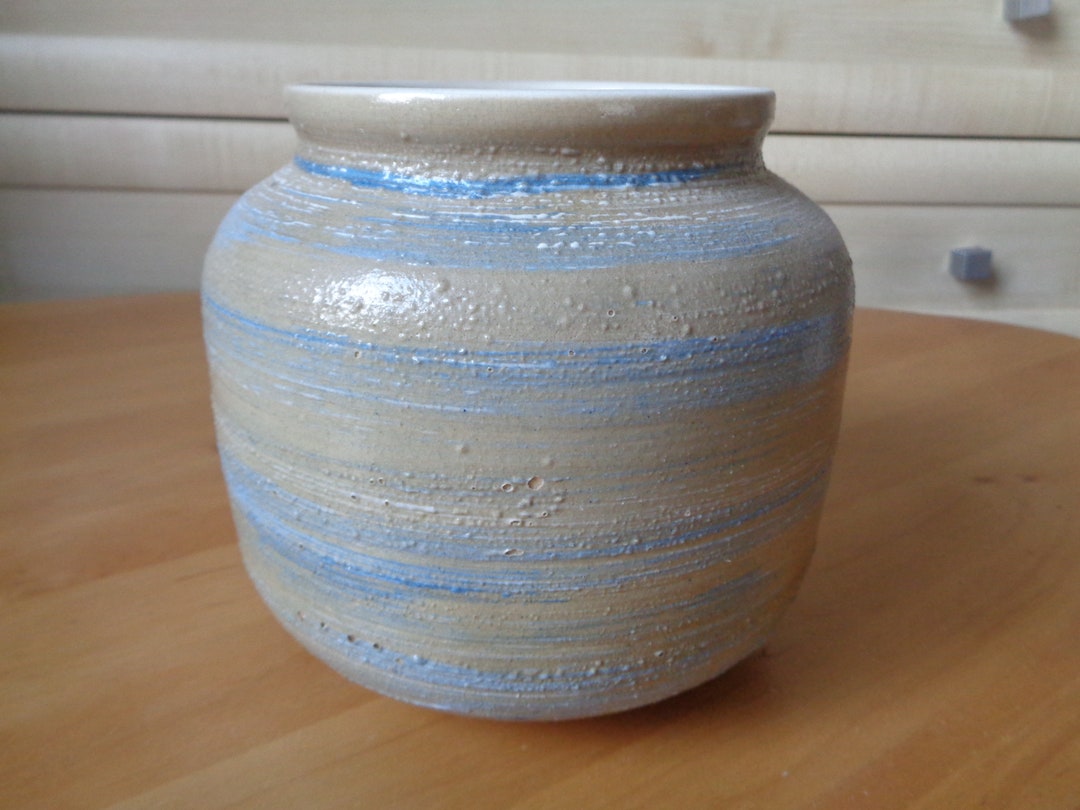 Swedish Vintage Studio Pottery; H 5.5"/ 14cm Stoneware Pot / Wide Vase ...