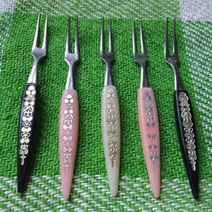 Mid Century Vintage Snack Forks, 5 Pcs Stainless Little Forks With ...