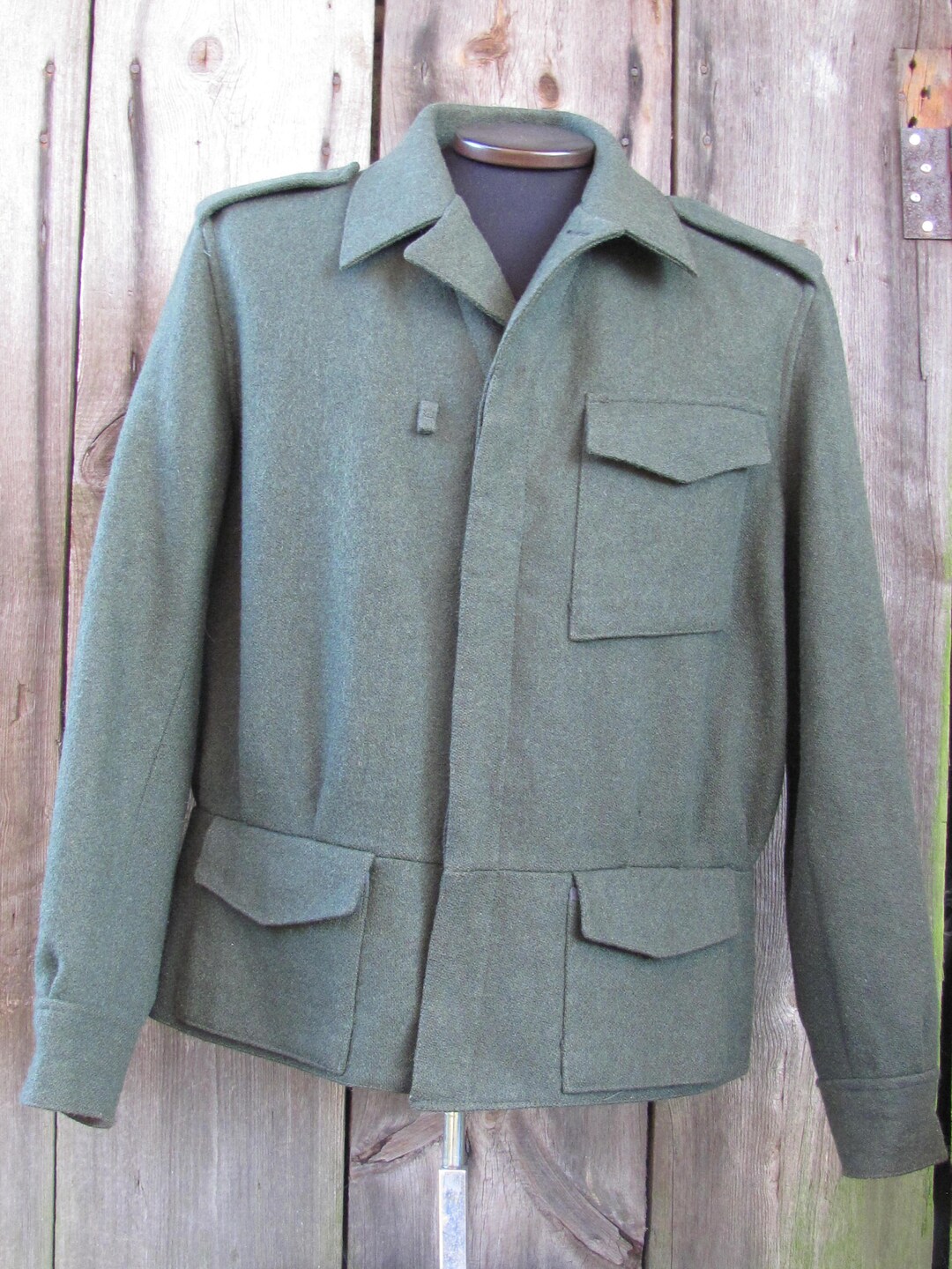 Vintage Army Jacket; Large Size Woolen Jacket; Khaki Wool Jacket Size ...