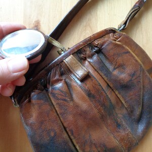 Antique Leather Purse, Small Evening Purse With Mirror Inside - Etsy