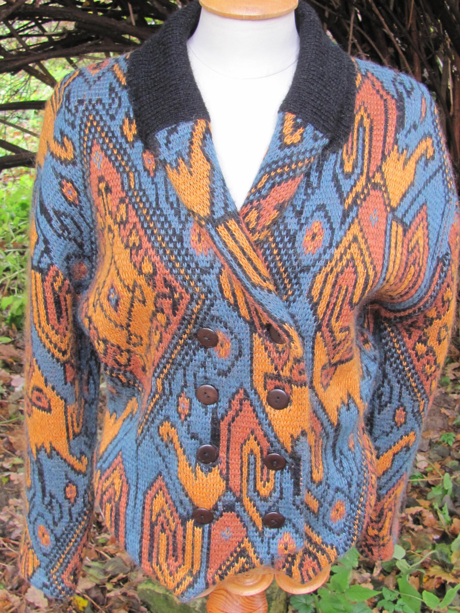 80s Vintage Knit Jacket Mohair & Acrylic Cropped Jacket Teal | Etsy