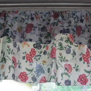 H14"x W94" Vintage Curtain Valance With Flowers, Kitchen Curtain ...