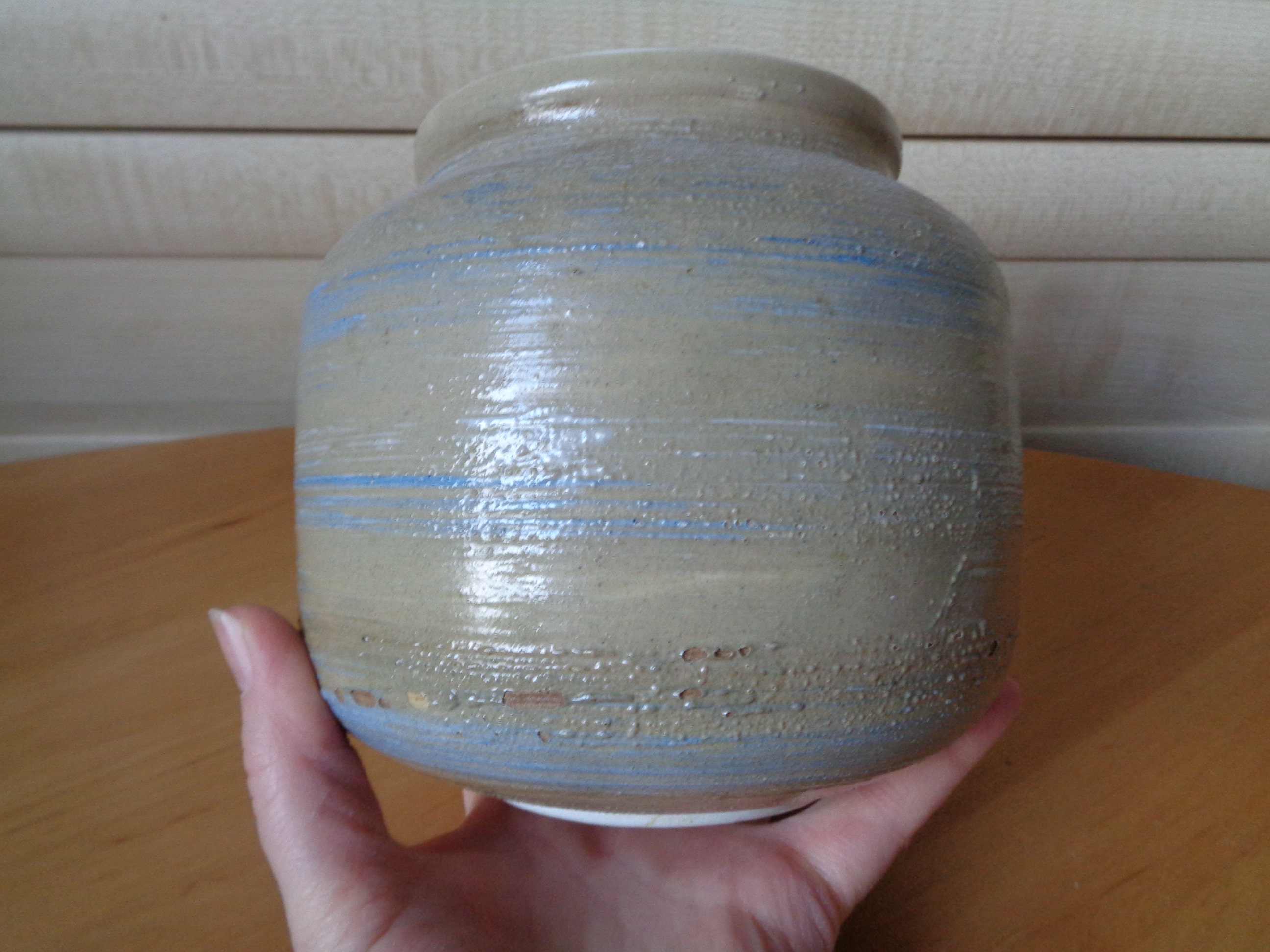Swedish Vintage Studio Pottery; H 5.5"/ 14cm Stoneware Pot / Wide Vase ...