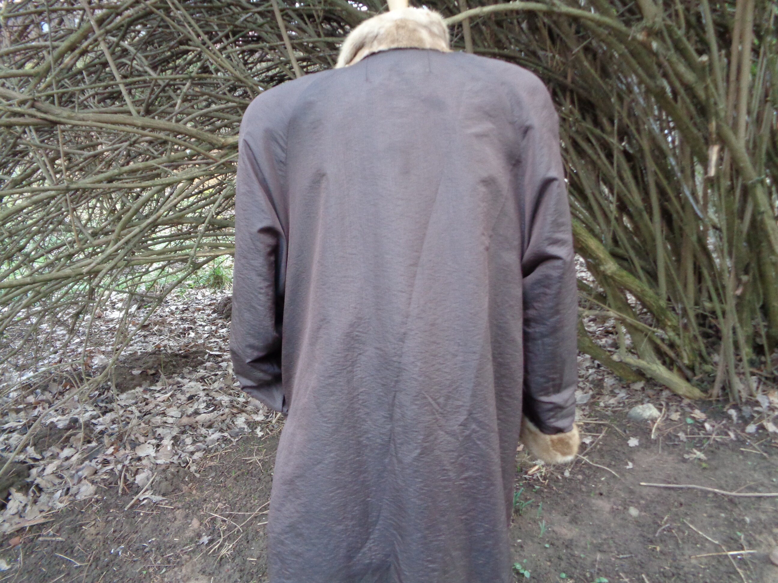 German Vintage Coat Brown Fabric & Real Fur Coat Size L/ XL - Etsy ...