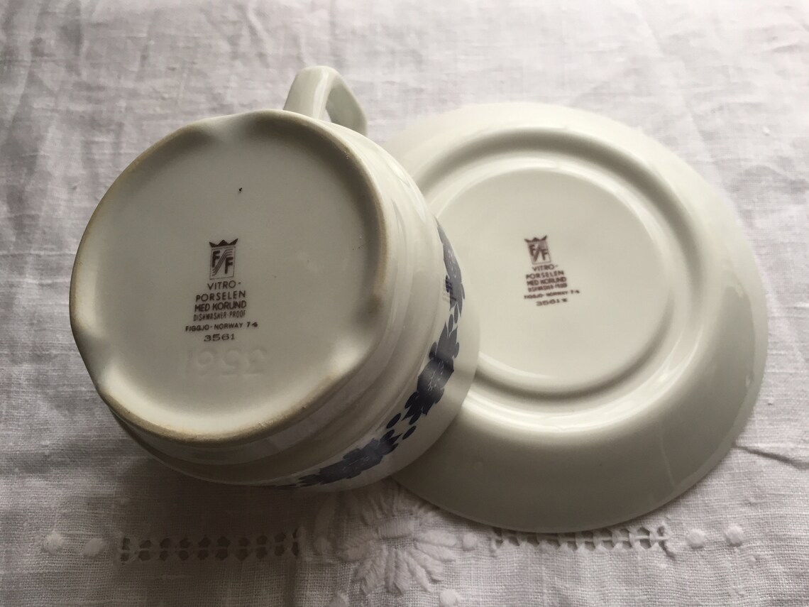 Figgjo Flint Norway Vitro Porcelain Coffee Cup & Saucer, Norwegian ...