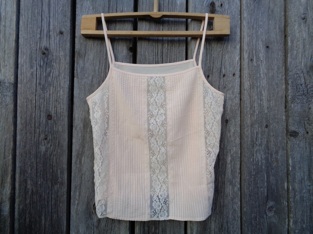 St Michael Vintage Strap Top Made in UK; Pale Peach Spaghetti Strap Top ...