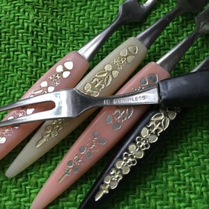 Mid Century Vintage Snack Forks, 5 Pcs Stainless Little Forks With ...