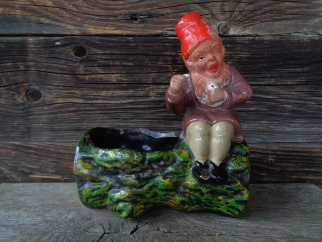 Antique Heissner Garden Gnome Planter, Hand Painted Terracotta Gnome - Etsy