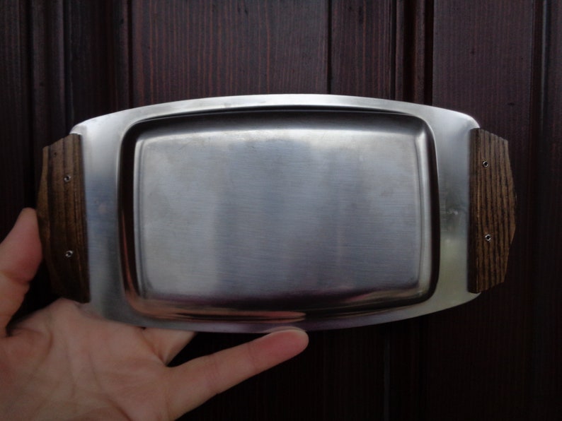 Swedish Vintage MINI Tray Mid Century Stainless Steel & Wood - Etsy