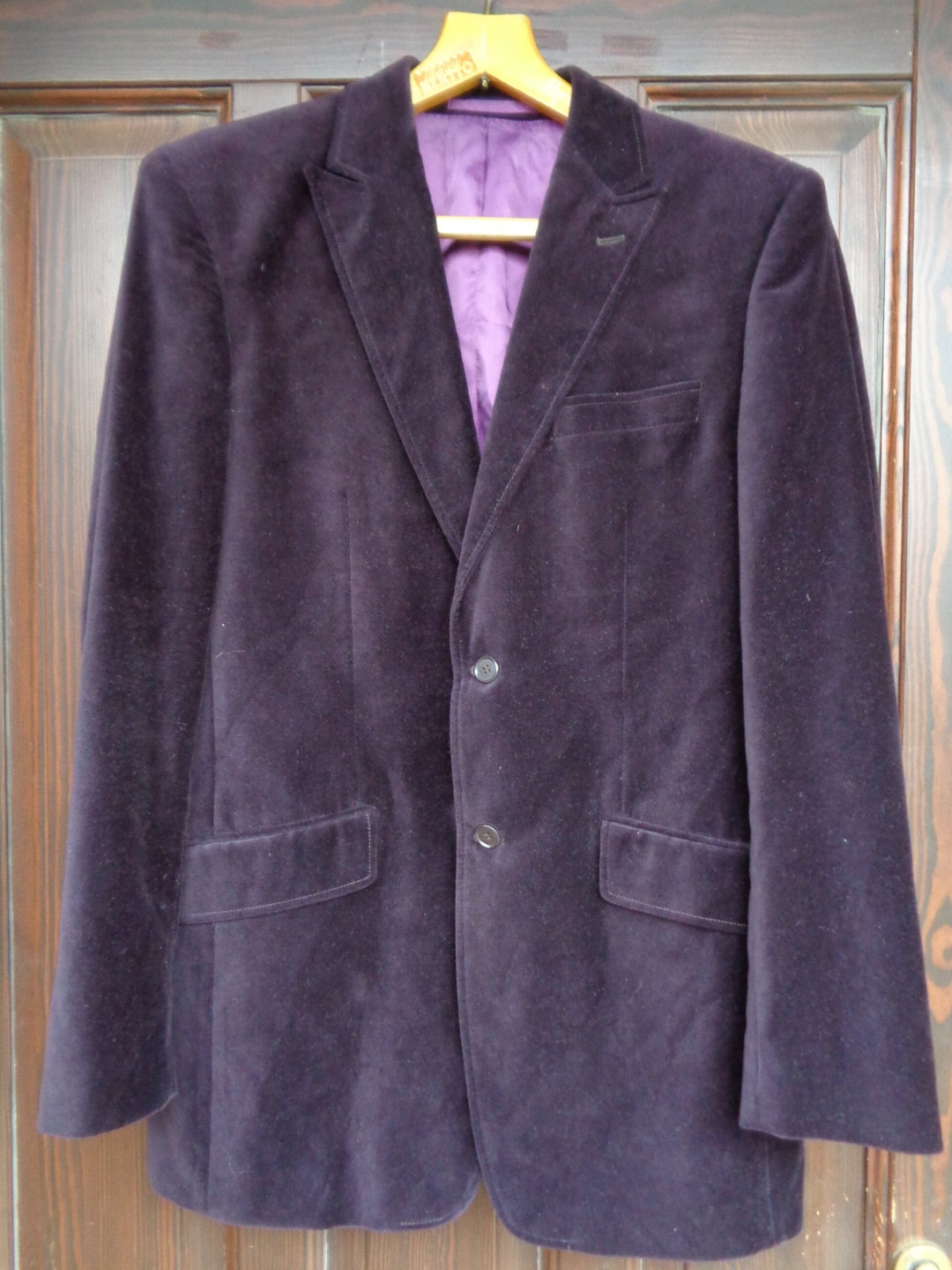 Vintage Cotton Velvet Jacket, Dark Eggplant 100% Cotton Velvet 2 Button ...
