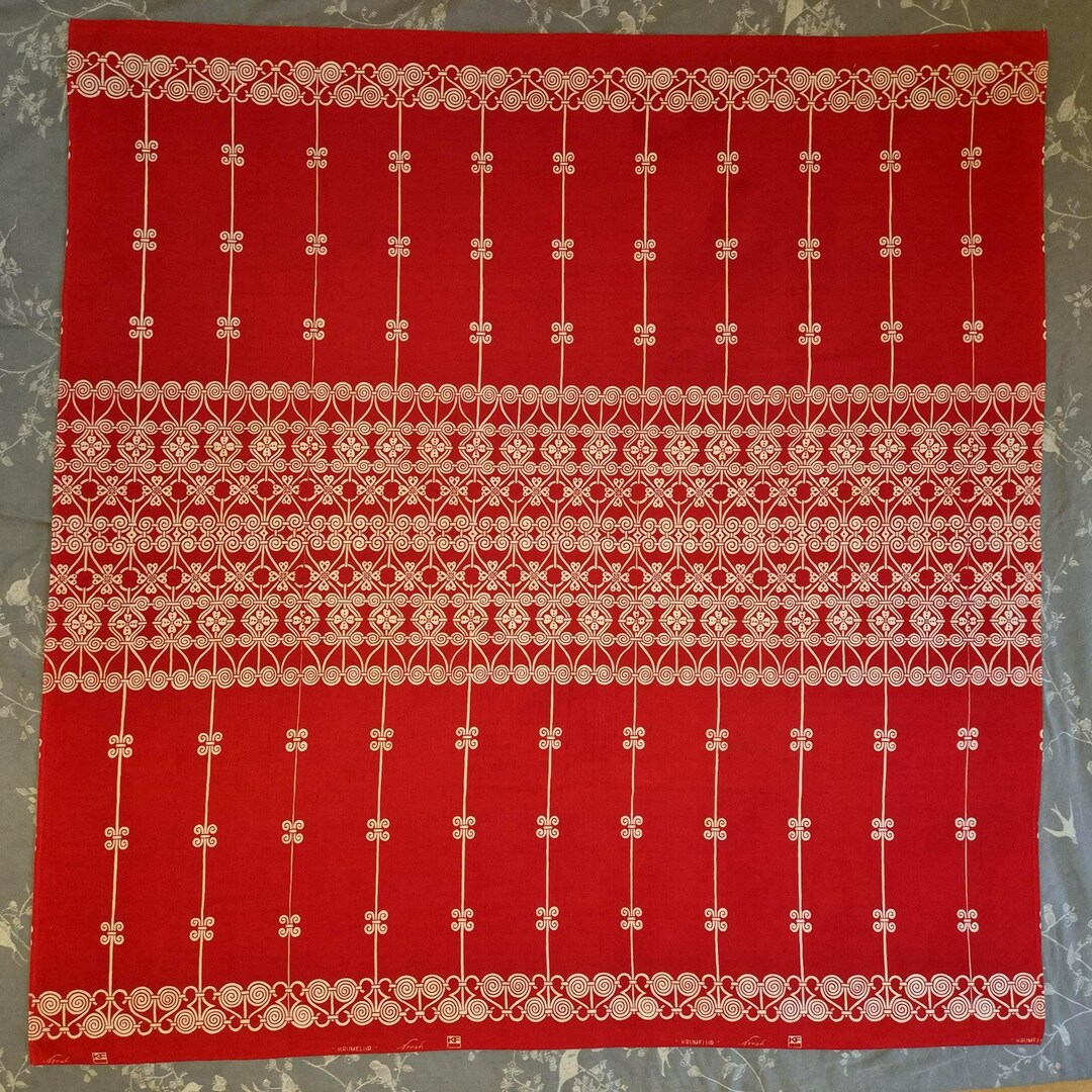 Swedish Mid Century Textile " Krumelur" Hand Printed Cotton Tablecloth ...