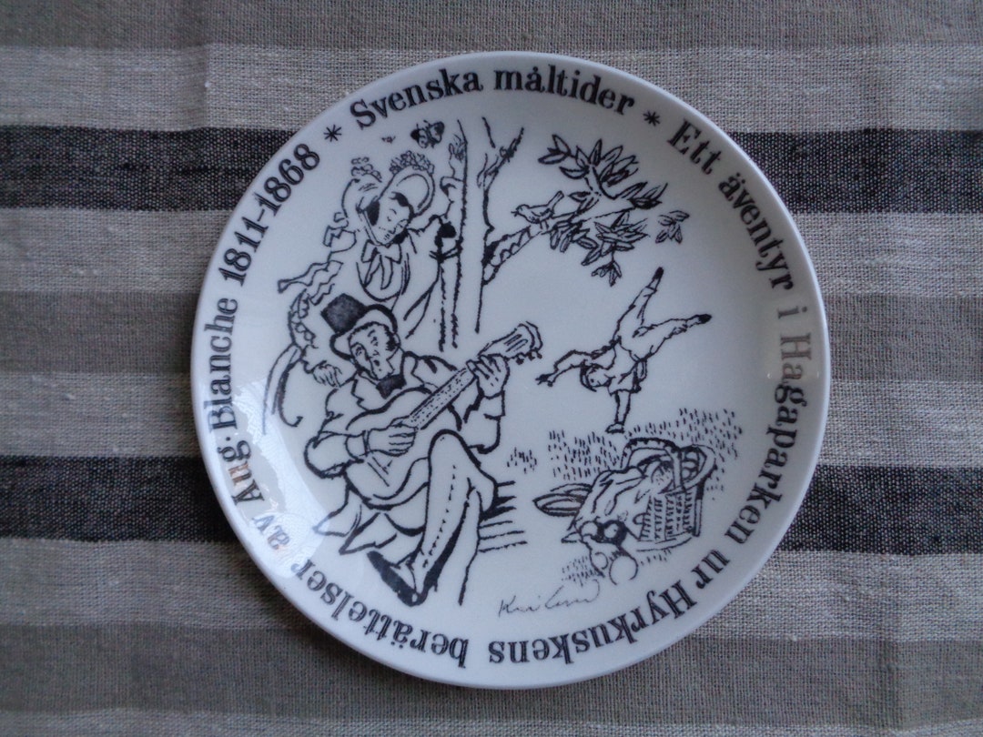Swedish Vintage Plate; Gustavsberg Plate 8"/21 Cm Black & White Plate ...