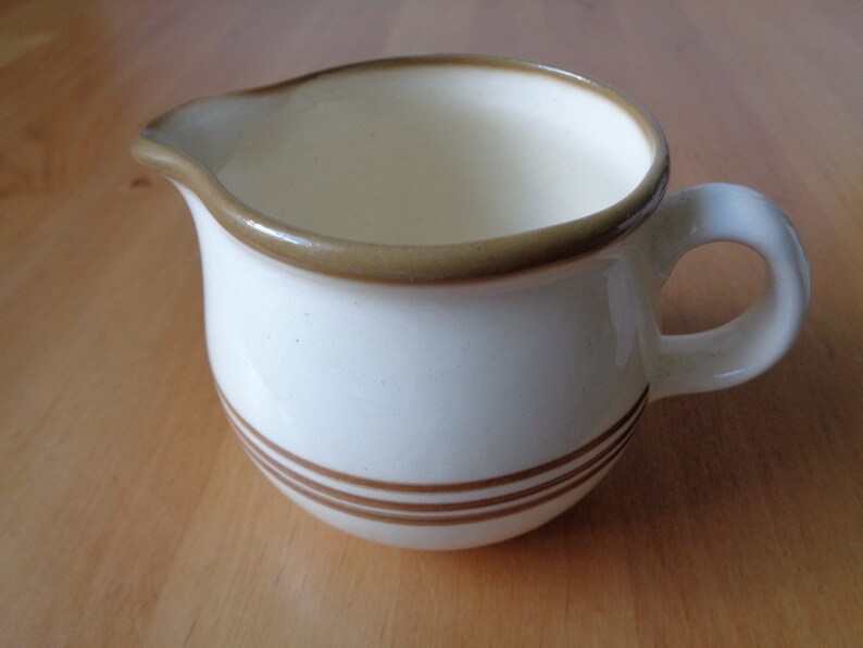 German Vintage Pottery Creamer Ivory & Brown Creamer Small | Etsy