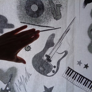 Vintage Cotton Curtain From Music Themed Fabric W47"x L51" - Etsy