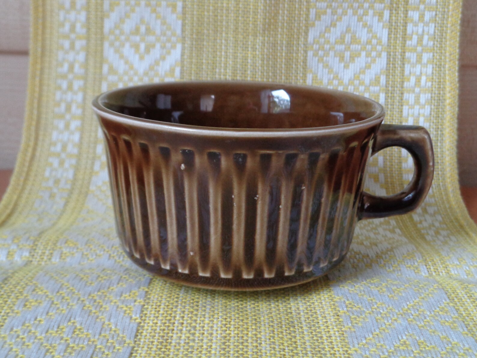 ONE Norwegian Vintage Cup; Egersund Norway Pottery Cup; Wood Brown ...