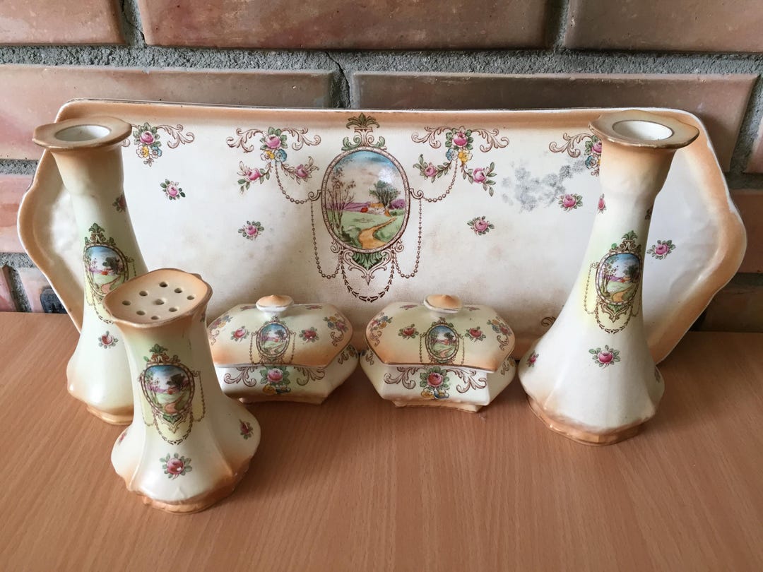 Antique F&sons Ltd Cranford Ware Burslem England Vanity Set - Etsy