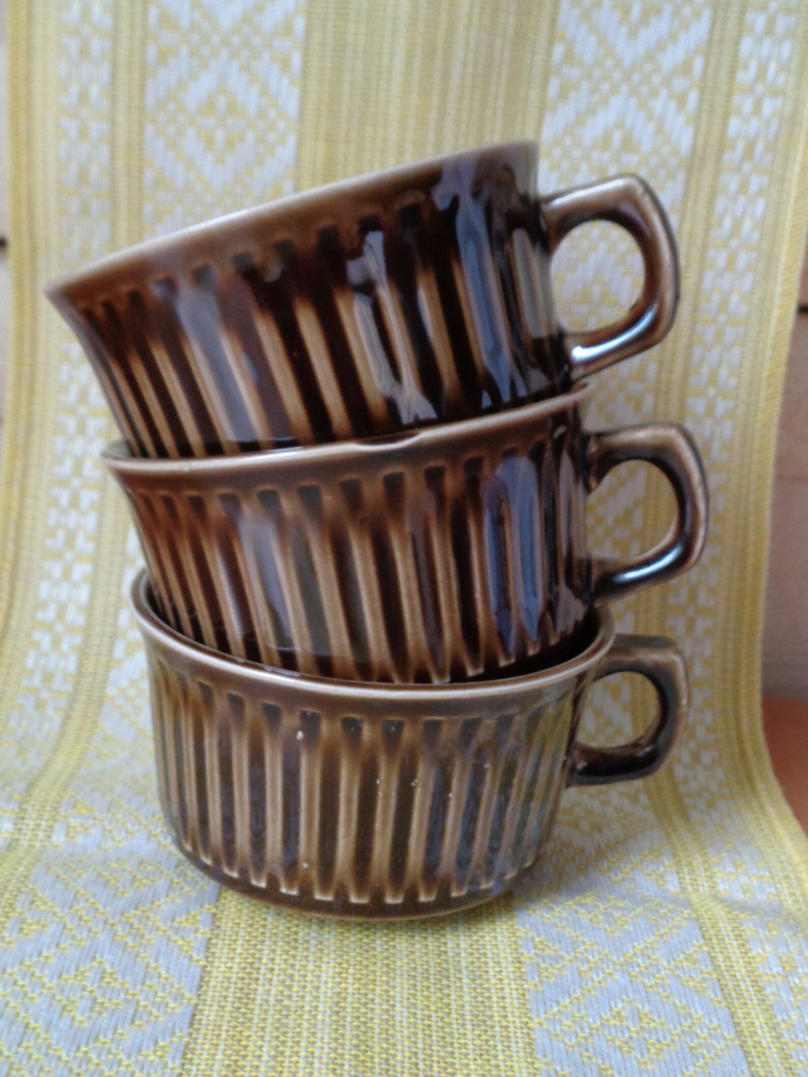 ONE Norwegian Vintage Cup; Egersund Norway Pottery Cup; Wood Brown ...