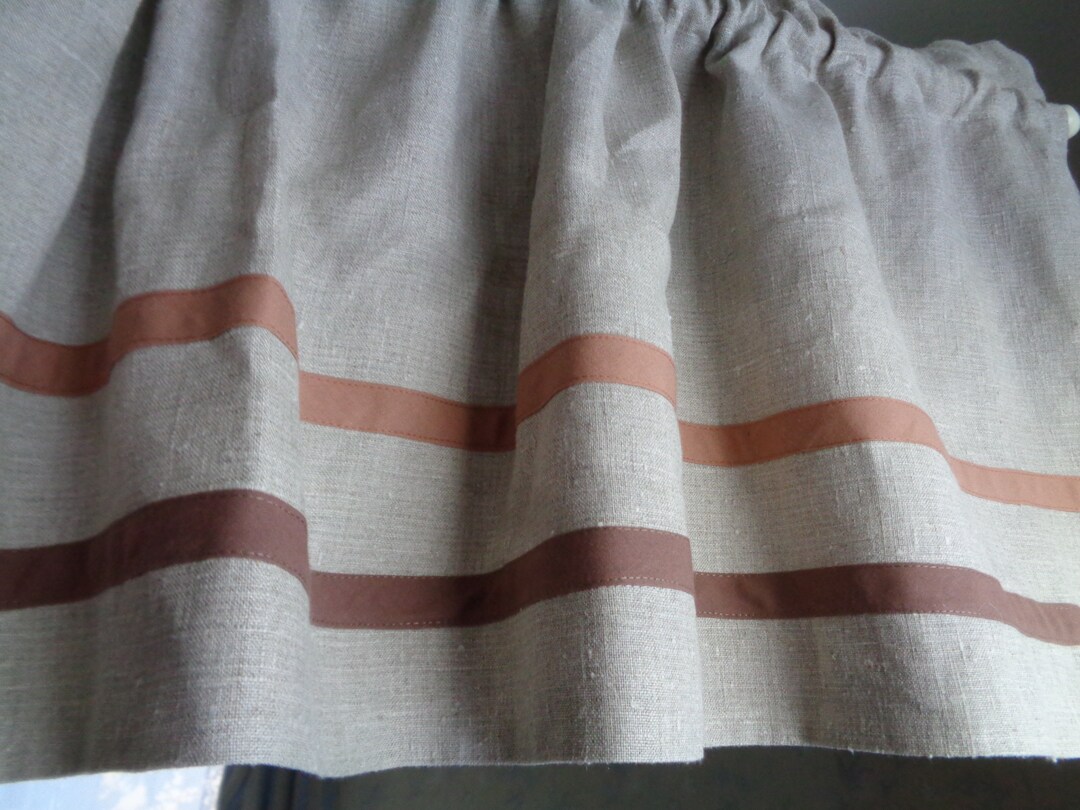 Swedish Vintage Ecru Linen Curtain W25"x H17"x W58", Rod Pocket Valance ...