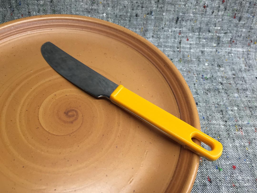 Vintage Butter Knife, 6"/ 15cm Small Stainless Steel Knife With Yellow ...