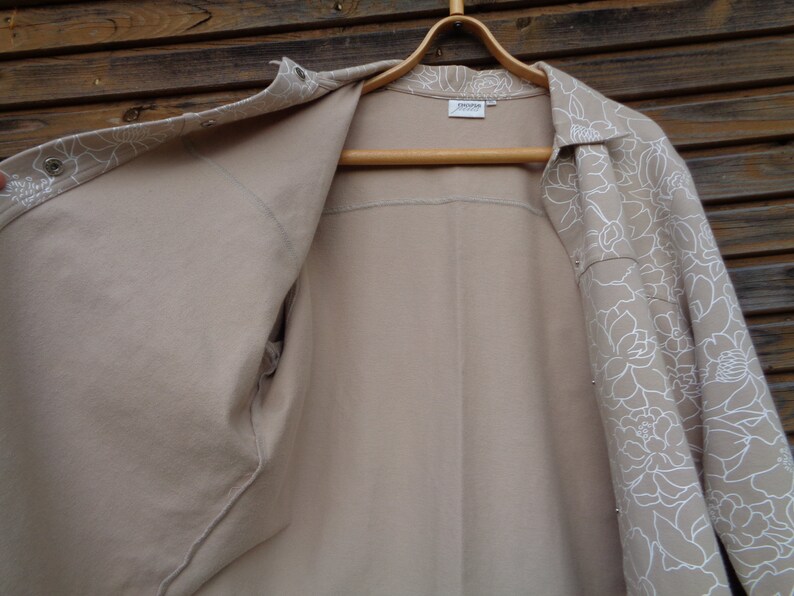 FINNWEAR Vintage Jacket Size XL Beige Cotton Jersey Jacket - Etsy