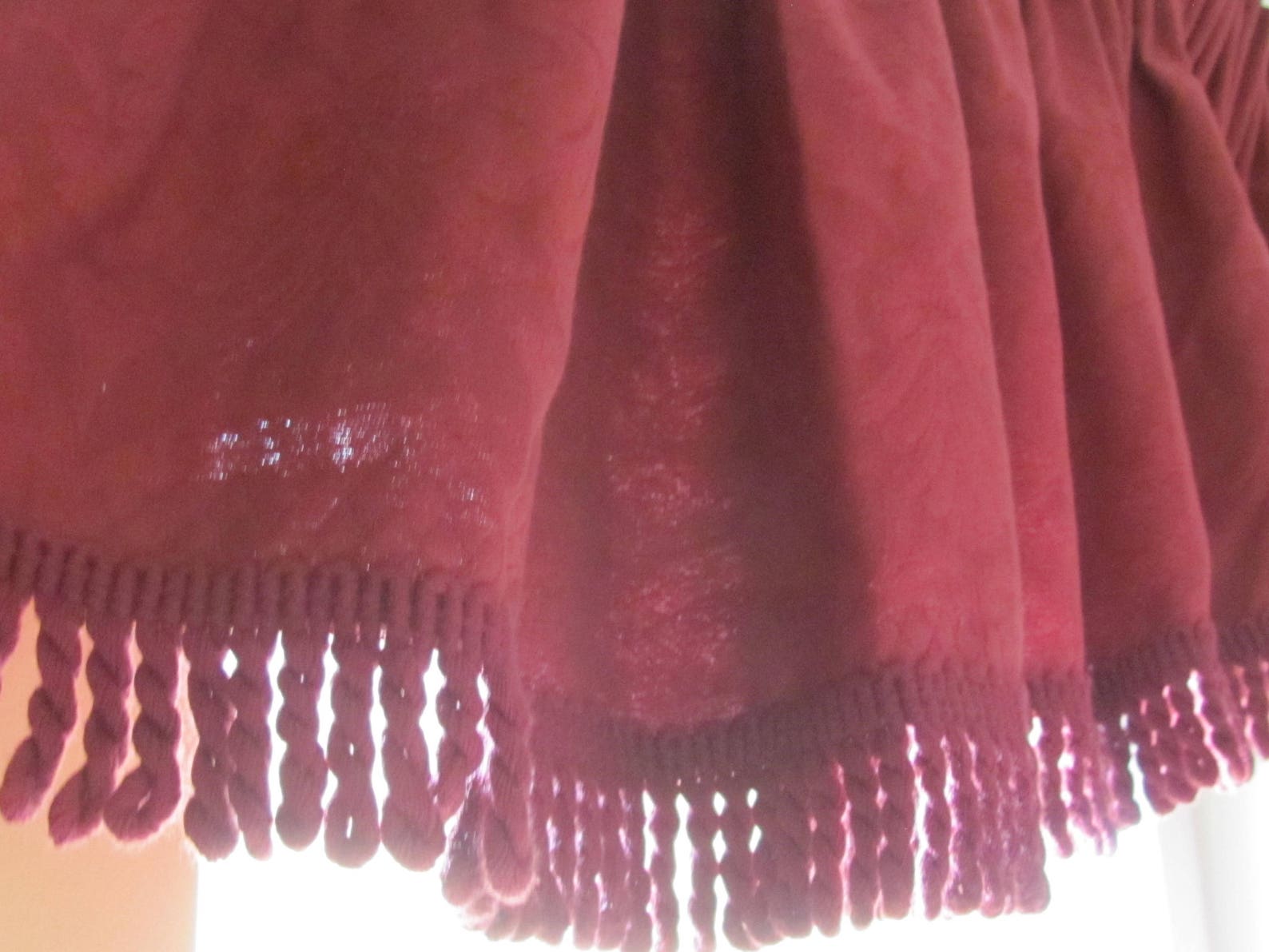 Vintage Curtain Dark Red 100% Cotton Valance Extra Long - Etsy