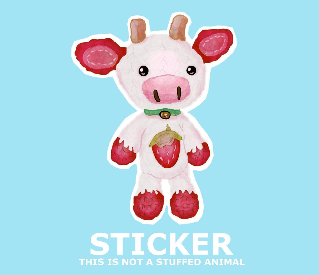 Crochet Strawberry Cow Vinyl Sticker | Cow Sticker | Vinyl Decal ...