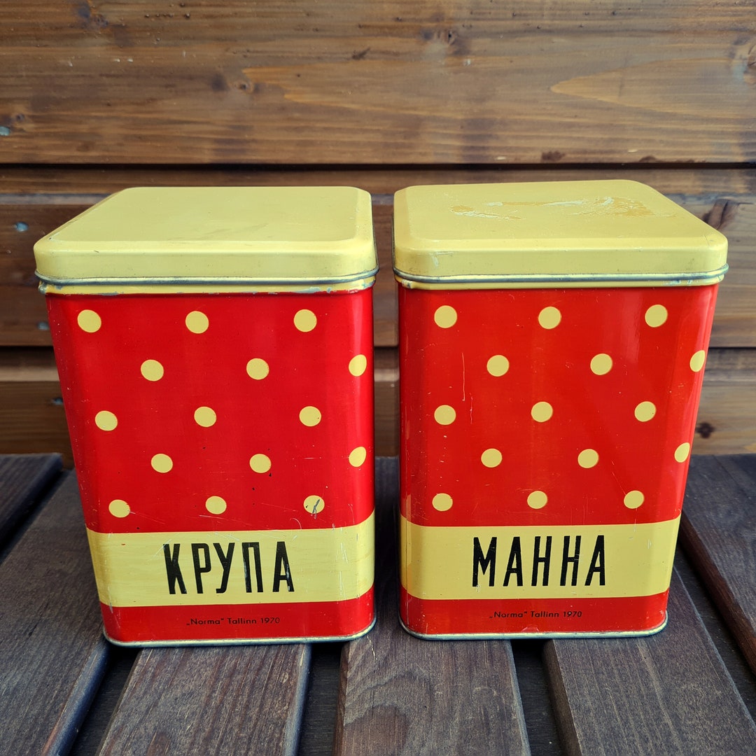 Soviet Tin Boxes Vintage Norma Tallinn 1970 USSR Red With Yellow-beige ...