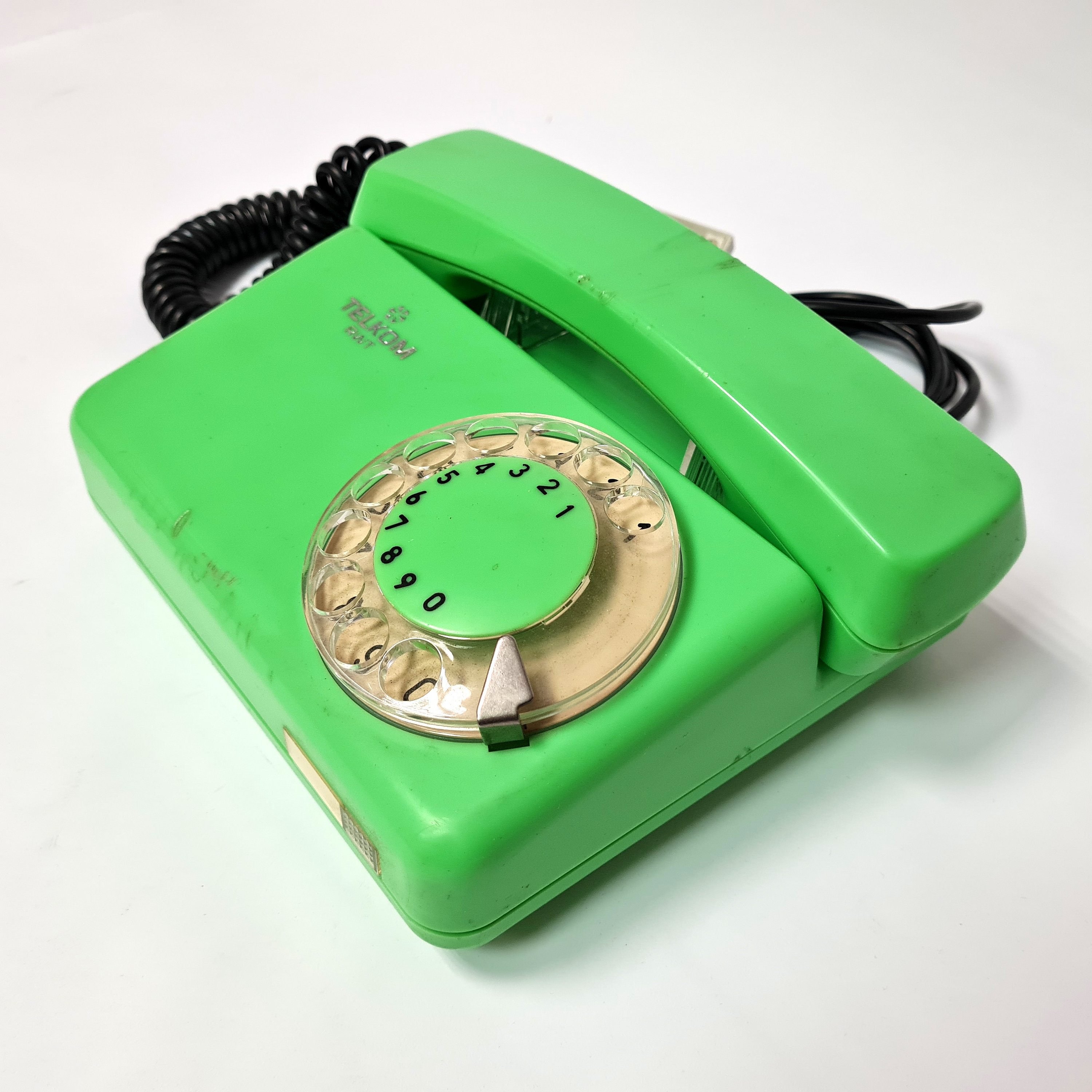 Vintage Polish Green Rotary Telephone RWT TELKOM Made in Poland in 1983 ...
