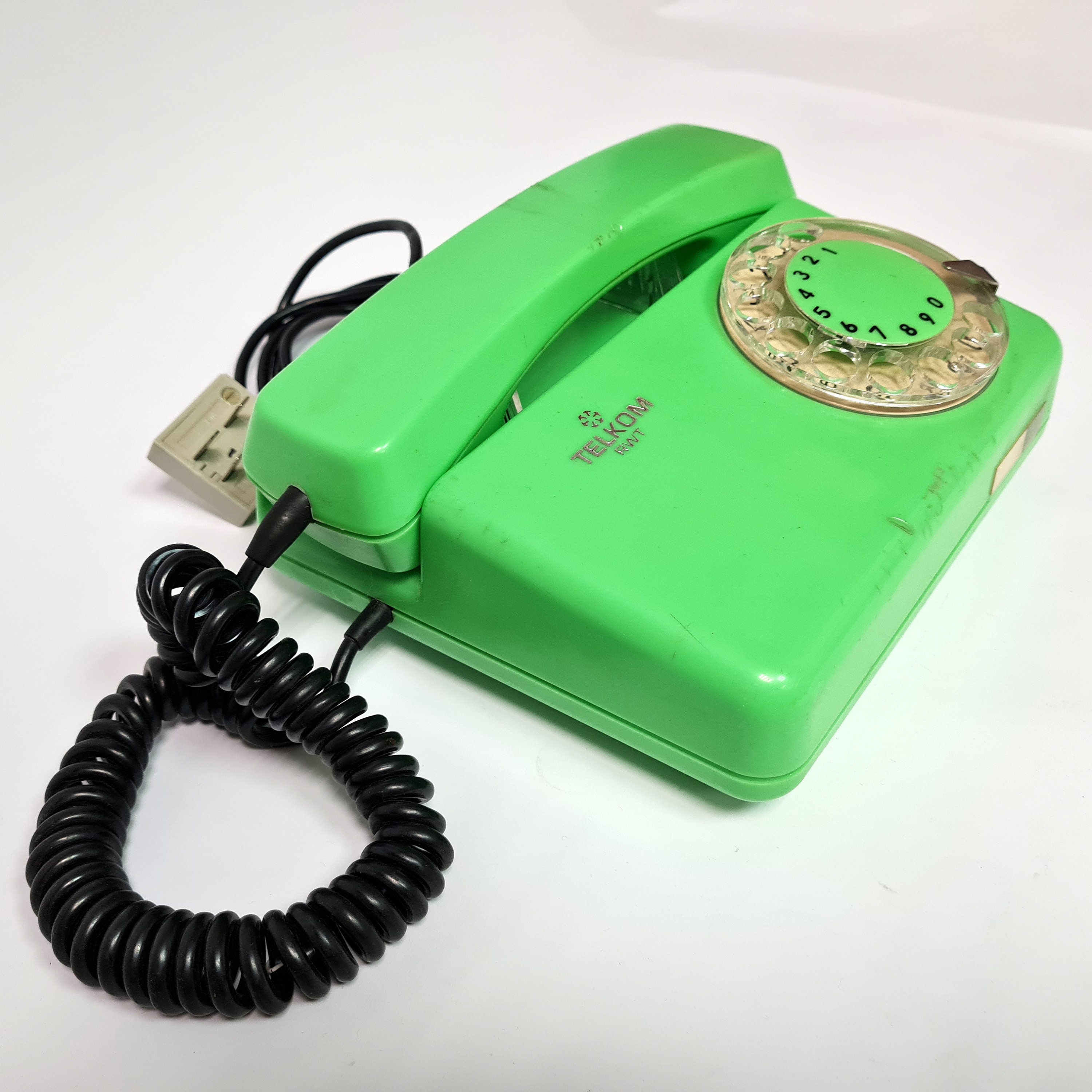Vintage Polish Green Rotary Telephone RWT TELKOM Made in Poland in 1983 ...