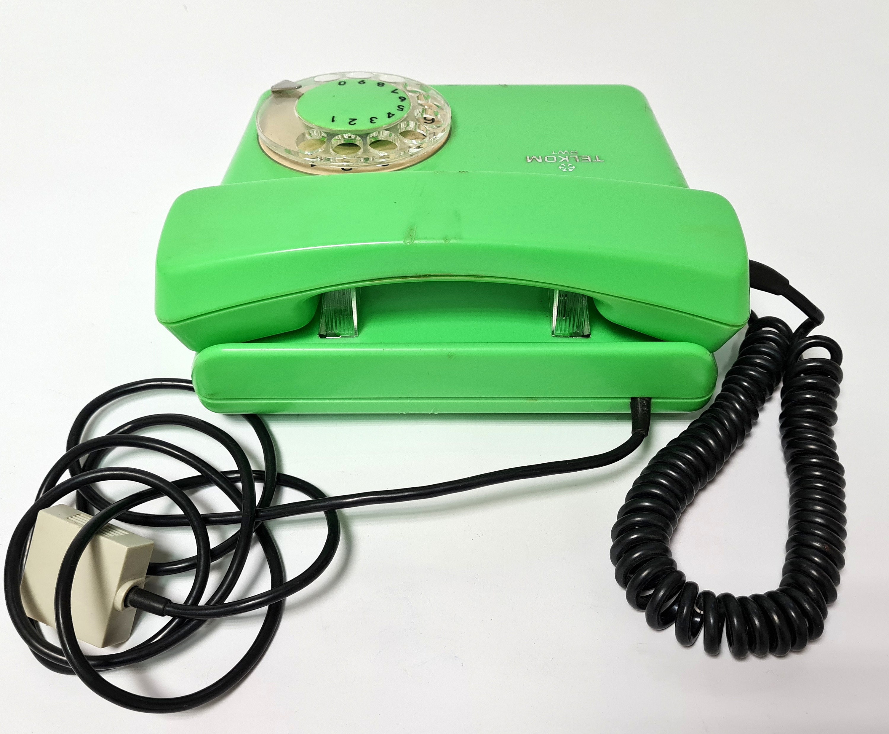 Vintage Polish Green Rotary Telephone RWT TELKOM Made in Poland in 1983 ...