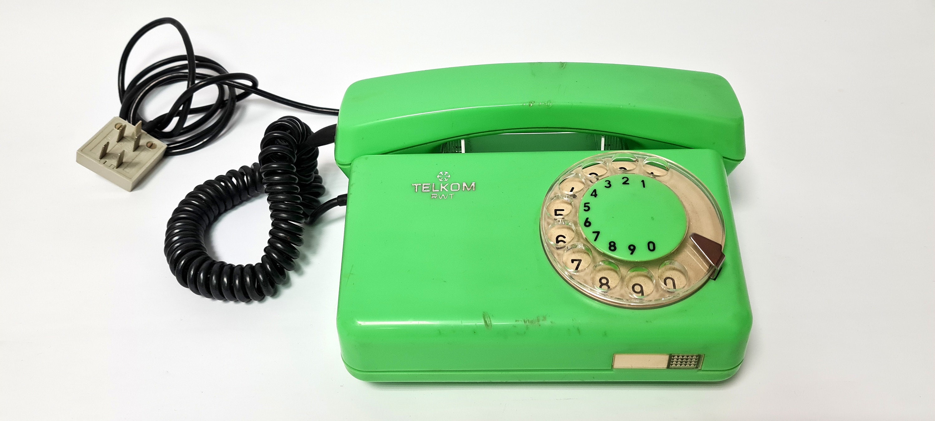 Vintage Polish Green Rotary Telephone RWT TELKOM Made in Poland in 1983 ...