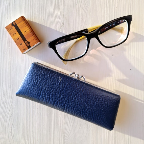 Vintage Glasses Case 1980s Blue Color Retro Glasses H… - Gem