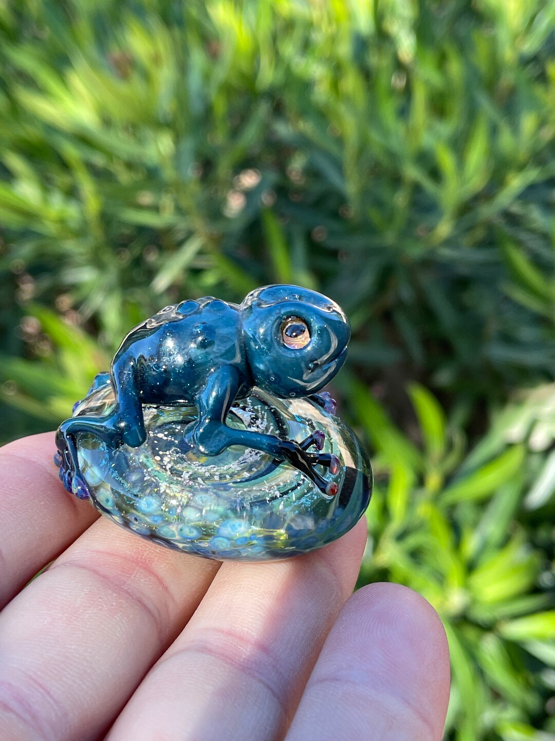 Glass Frog Sculpture on Vortex Marble Base Handmade Torch Work : A ...